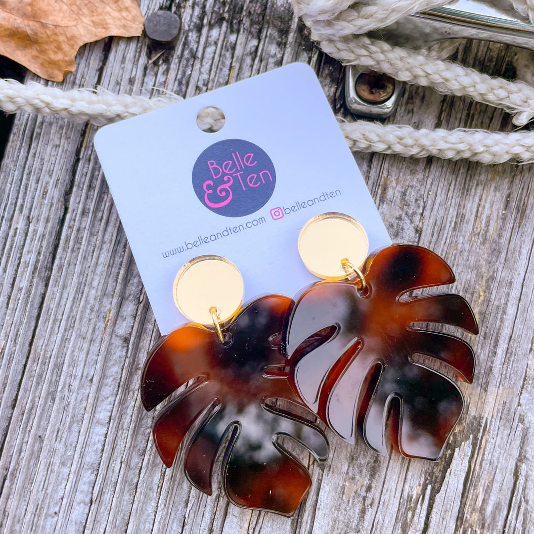 Monstera Earrings | Tropical Earring | Leaf Earring | Palm Beach Style ...